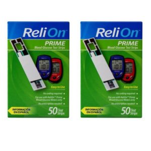 relion prime blood glucose test strips, 50 ct (2 pack)