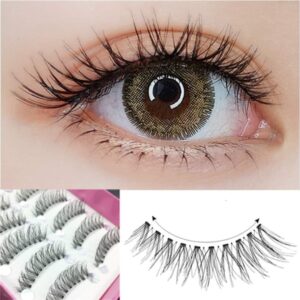 dorisue false eyelashes wispy short false eyelash women special eyelashes 100% handmade eyelashes pack (10 pairs set) black