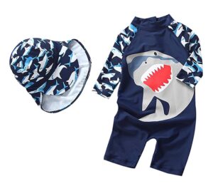 yober baby boy rash guard sun protective infant toddler swimwear navy, 9-18 months