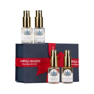 caswell-massey eau de toilette sampler gift set - travel size fragrances in almond, sandalwood, lavender and verbena scents: centuries, 15 ml each (set of 4)