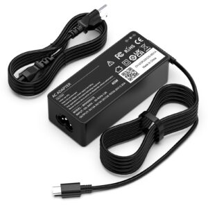 45w usb c chromebook charger for hp chromebook, lenovo chromebook thinkpad/yoga, asus, acer, dell latitude, samsung laptop; universal type c chromebook power supply cord replacement