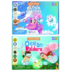 logic roots addition and subtraction games - pack of 2, ocean raiders and cloud hoppers, math board games & stem toys for 6-8 year olds, educational gift for kids, homeschoolers, kindergarten and up