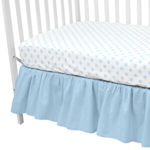 american baby company 100% cotton percale standard crib and toddler mattress bundle, blue dots fitted sheet and skirt, for boys and girls