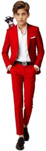 black n bianco boys' first class slim fit suits lightweight style. presented by baby muffin (2t, fiery red)