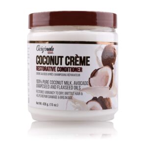 africa's best originals by crème restorative hair conditioner restores vibrancy to dry brittle hair repairs damage and breakage 15 oz, green, coconut, 1 count