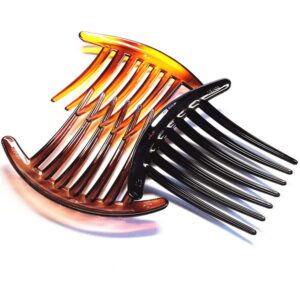 women's french twist combs plastic side hair comb with seven tooth - set of 6 (3 colors, each 2pcs)