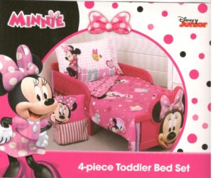 disney minnie mouse smart & sweet 4-piece toddler bedding set - new, standard crib mattress