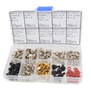 kalanution 250pcs personal computer screws & standoffs set assortment kit for mother board, computer pc spacer screws assortment kit for hard drive computer case motherboard fan power graphics