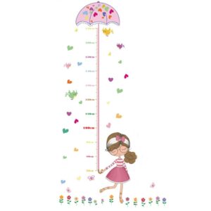 braceus kids height growth chart wall art cartoon girl bird flower sticker decal