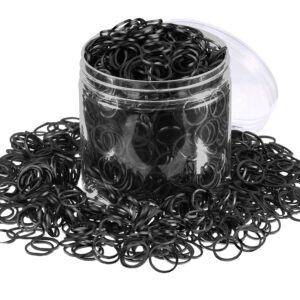 2000 pack mini rubber bands elastic hair bands soft hair ties with box for hair braiding hair wedding hairstyle(black)