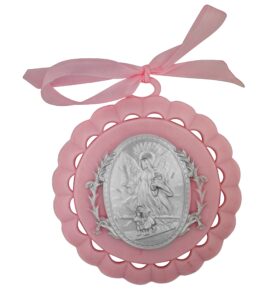 guardian angel crib medal (pink)