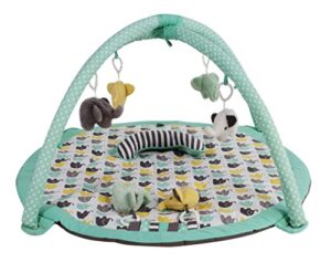 bacati elephants unisex activity gym with mat, mint/yellow/grey