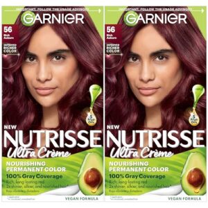 garnier hair color nutrisse nourishing creme, 56 medium reddish brown (sangria) permanent hair dye, 2 count (packaging may vary)