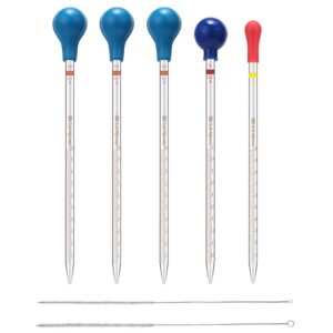 thick glass graduated pipette dropper liquid essential oil transfer 10ml 5ml 1ml 5 pcs + 2 brushes