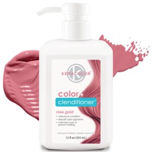 keracolor clenditioner rose gold hair dye - semi permanent hair color depositing conditioner, cruelty-free, 12 fl. oz.