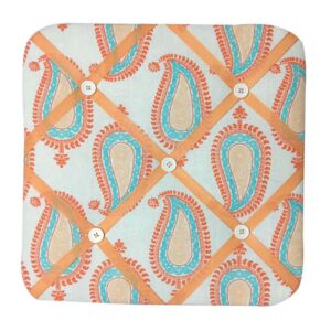 bacati sophia paisley fabric memory/memo photo bulletin board, coral/aqua