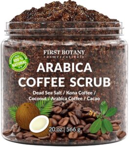 first botany cosmeceuticals, 100% natural arabica coffee scrub with organic coffee coconut & shea butter, 20 oz