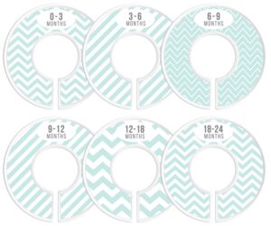 baby closet size dividers, mint, set of 6 organizers, boystripe, chevron