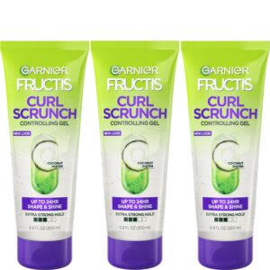 garnier fructis style curl scrunch controlling gel for shape & shine, 6.8 fl oz, 3 count (packaging may vary)