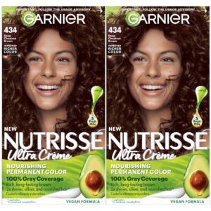 garnier hair color nutrisse nourishing creme, 434 deep chestnut brown (chocolate chestnut) permanent hair dye, 2 count (packaging may vary)