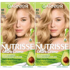 garnier hair color nutrisse nourishing creme, 93 light golden blonde (honey butter) permanent hair dye, 2 count (packaging may vary)