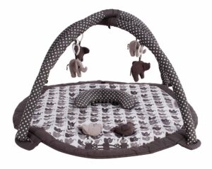 bacati elephants unisex activity gym with mat, grey