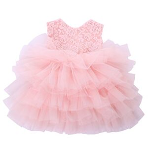 cilucu baby girls dress toddler kids party dress tutu pageant lace dresses gown for flower girl baby birthday pink peach 6 months-12 months