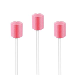 wellgler's oral care swabs - disposable mouth cleaning spong swabs (250count, pink)