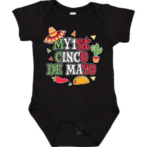 inktastic my 1st cinco de mayo with sombrero red chili pepper taco and cactus baby bodysuit 12 months 0040 black 2fc13