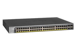 netgear 52-port gigabit ethernet smart managed pro poe switch (gs752tpp) - with 48 x poe+ @ 760w, 4 x 1g sfp, desktop/rackmount, and and prosafe lifetime protection