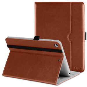 dtto for ipad mini 1 2 3 case, premium leather folio stand cover case with multi-angle viewing and auto wake-sleep function, front pocket for ipad mini 1/mini 2/mini 3 - brown