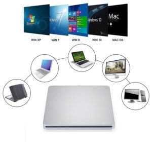 usb-c superdrive external dvd/cd reader and dvd/cd burner for apple-macbook air/pro/imac/mini/macbook pro/asus/asus/dell latitude with usb-c port plug and play(silver)