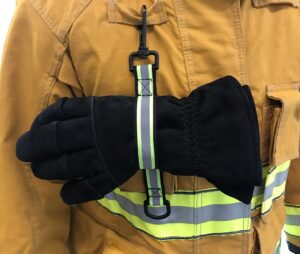 line2design firefighter glove strap - emergency rescue turnout gear heavy duty reflective gloves safety leash - first responders emts construction and mechanics adjustable work glove holder - green