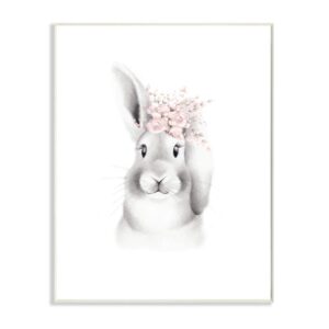 the kids room by stupell sketched fluffy bunny flowers oversized wall plaque art, 12.5 x 0.5 x 18.5, proudly made in usa