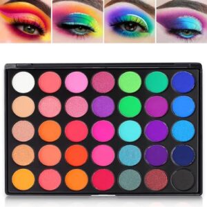 de'lanci rainbow eyeshadow palette, professional 35 bright colors matte shimmer eyeshadow makeup pallete - long lasting and highly pigment silky powder eye shadow make up kit,cruelty- free #35e