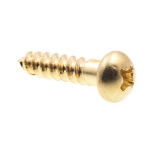 prime-line 9207765 wood screws, round head, phillips drive, #8 x 3/4 in., solid brass (25 pack)