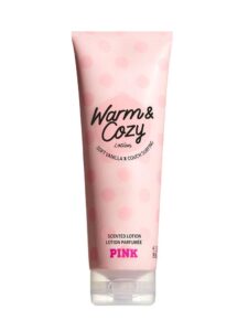 victoria's secret pink warm & cozy fragrance body lotion, notes of vanilla, coconut & passionfruit (8 oz)