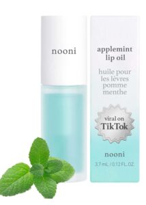 nooni vegan appleseed lip oil - applemint | long-lasting, moisturizing, plumping, revitalizing for dry lips, waterproof, no peel off, korean tint, valentine day gifts, 0.12 fl oz