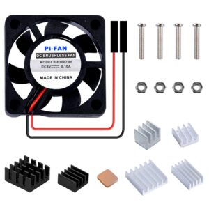 geeekpi fan for raspberry pi - 30x30x7mm dc 5v brushless cpu cooling fan with 7pcs heatsink for pi 4 model b, 3b+, 3 & retroflag nespi case plus (1-pack)