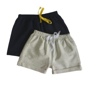 c&x toddler boys and girls cotton shorts,2 pack shorts for kids 12m - 5 years (navy-grey, 2t)