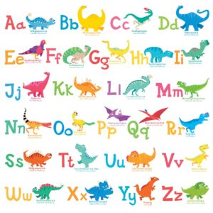 decowall dw-1803 a-z dinosaur alphabet kids wall stickers wall decals peel and stick removable wall stickers for kids nursery bedroom living room d?cor abc