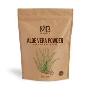 mb herbals aloe vera powder 8 oz (227 gram / 0.5 lb ) | aloe barbadensis powder | natural skin moisturizer | promotes hair growth | for external use only