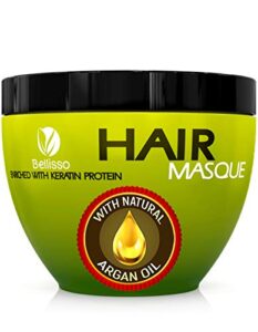 bellisso moroccan argan oil hair mask deep conditioner sulfate free for dry or damaged hair with organic jojoba kernel oil aloe vera collagen and keratin