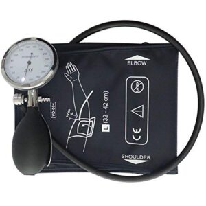 manual blood pressure cuff, single tube cuff with pressure gauge and inflation bulb (large adult)