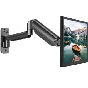 huanuo single monitor wall mount for 13 to 32 inch computer screen, monitor wall mount arm holds up to 17.6lbs, height adjustable full motion gas springcore wall monitor mount-vesa mount 75x75,100x100