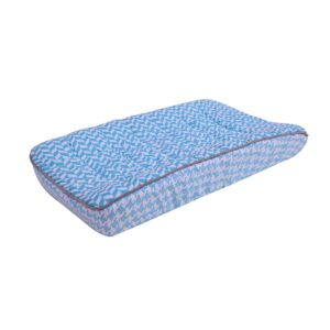 bacati herringbone muslin quilted diaper changing pad cover, aqua