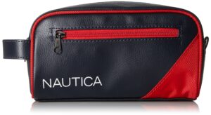 nautica men's top zip travel kit toiletry bag organizer, red, one size