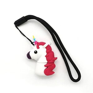 lingtoolator cta novelty unicorn shape design 32gb usb 2.0 flash drive cute memory stick horse thumb drive data storage pendrive cartoon jump drive gift (white) (32gb)