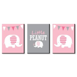 big dot of happiness pink elephant - baby girl nursery wall art and kids room decorations - gift ideas - 7.5 x 10 inches - set of 3 prints