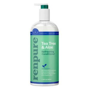 renpure tea tree and aloe refreshing conditioner - soothes dry scalp - leaves hair soft and hydrated - gentle formula - suitable for daily use - dye free - recyclable, pump bottle design - 32 fl oz